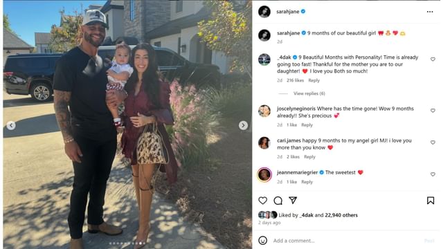 Dak Prescott adoringly complains about time 'going too fast' as baby MJ ...