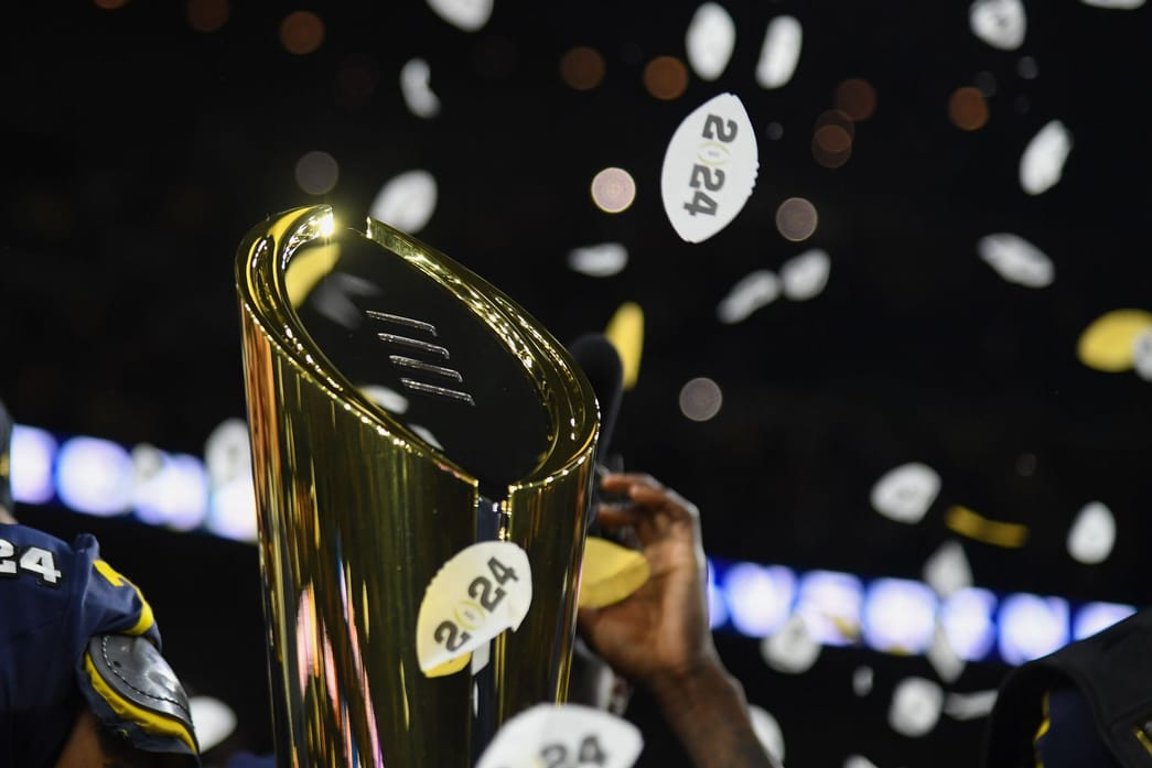 How heavy is the national championship trophy?