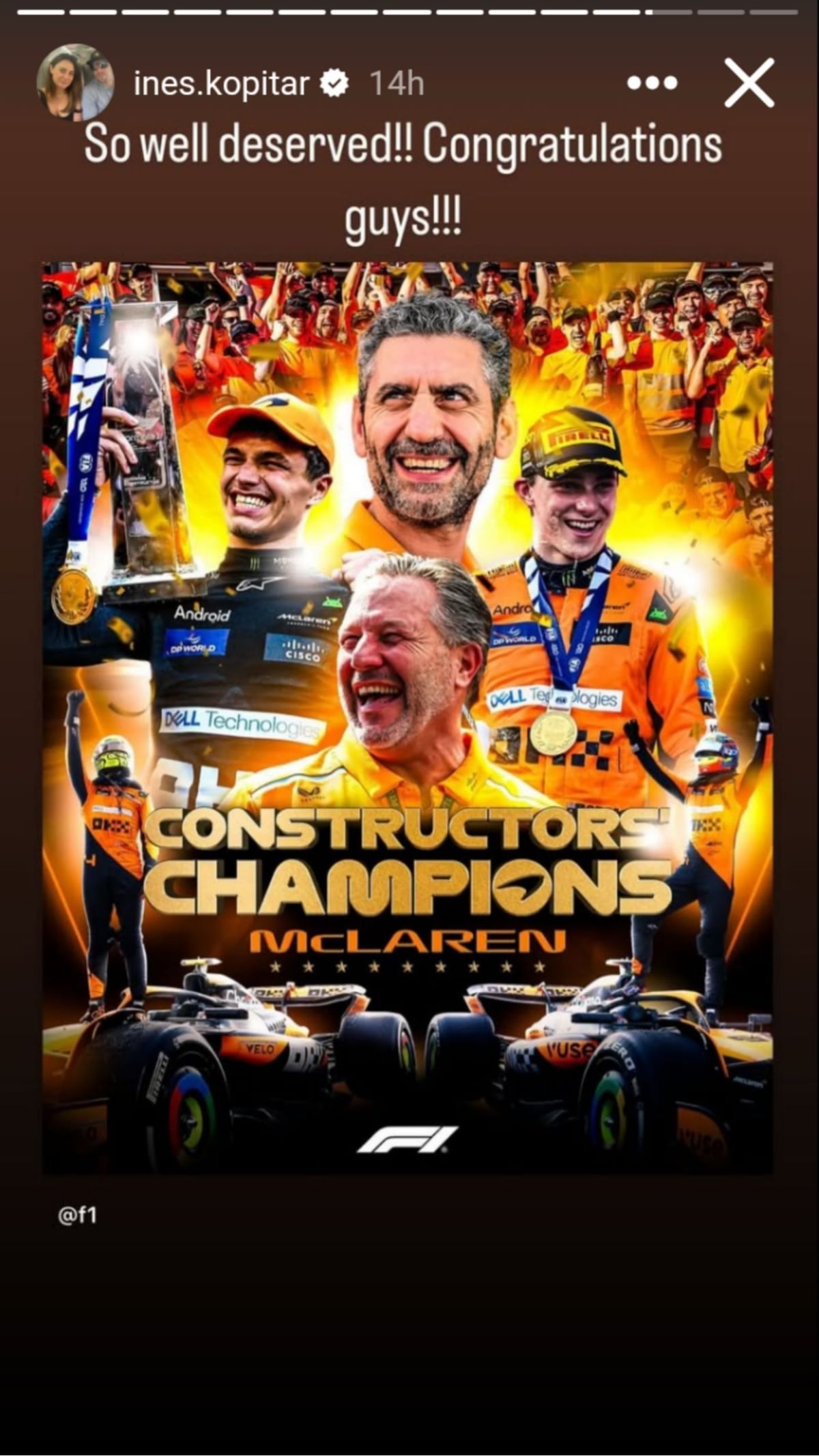 Anze Kopitar's wife Ines reacts as beau's close friend Zak Brown and McLaren win major F1 ...