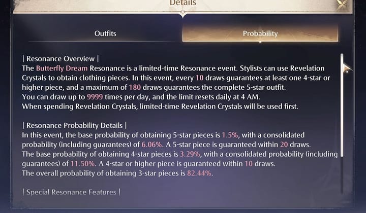 Infinity Nikki gacha explained: Pity and drop rates