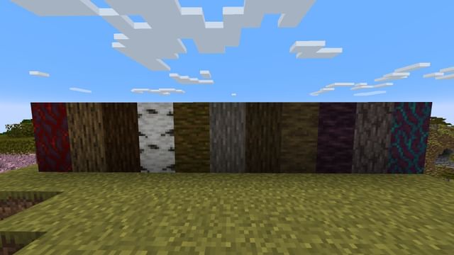 Every type of wood in Minecraft
