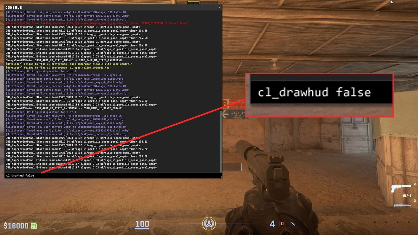 How to use CS2 hide HUD command