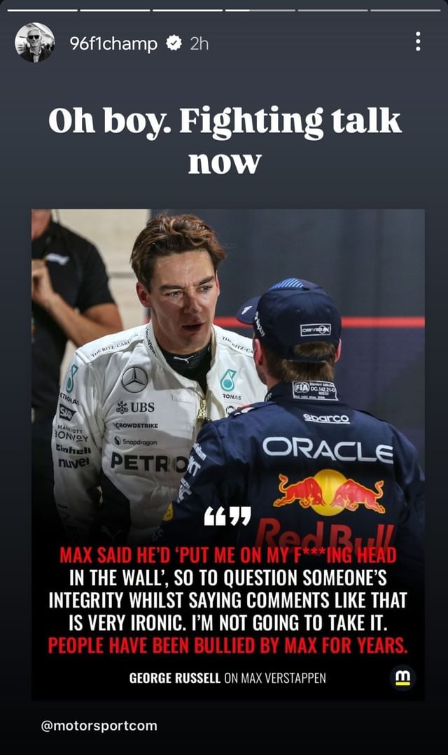 F1 legend drops verdict on Max Verstappen-George Russell war of words