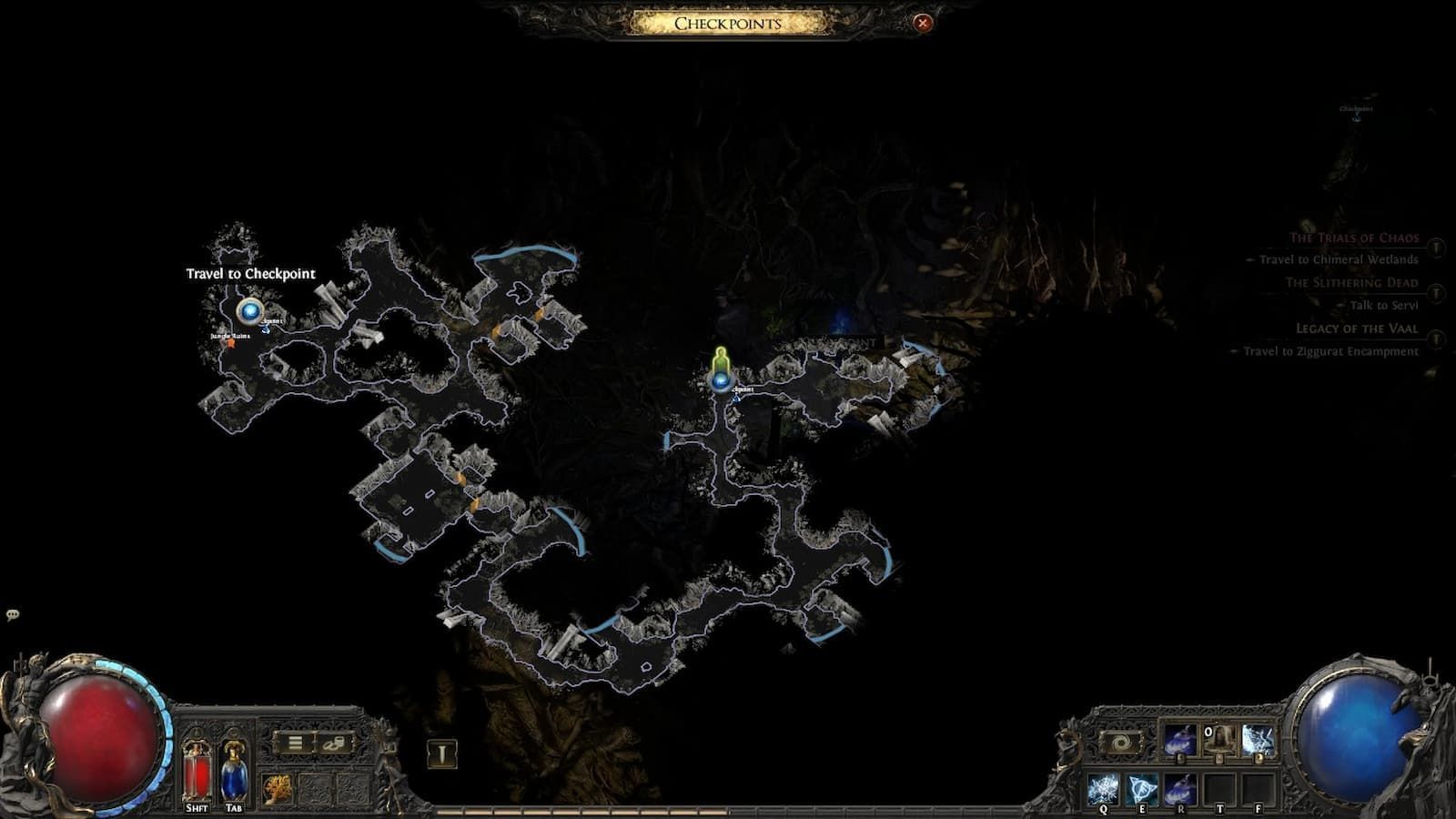 How to travel between Checkpoints in Path of Exile 2