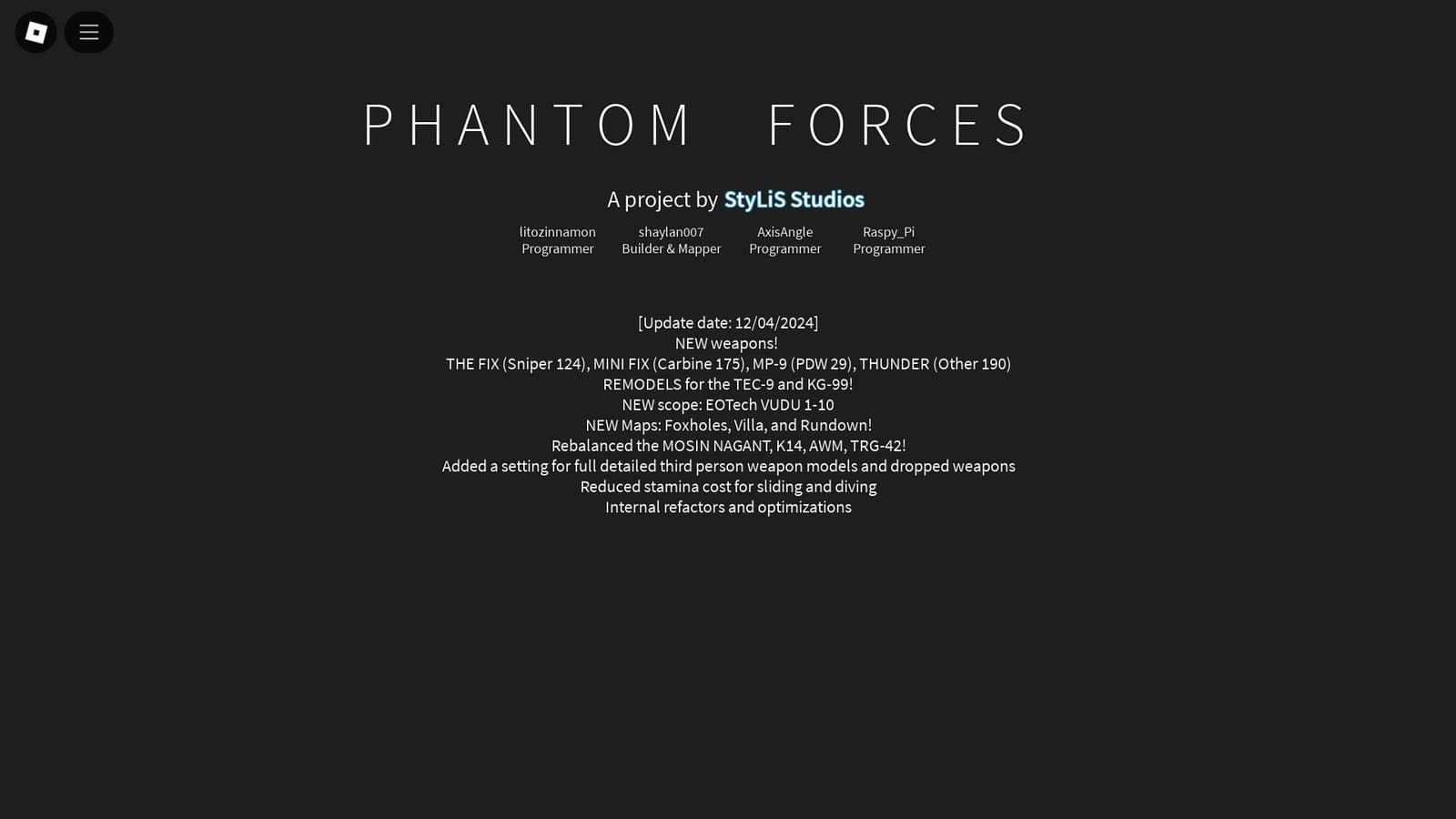 Phantom Forces Thanksgiving update patch notes