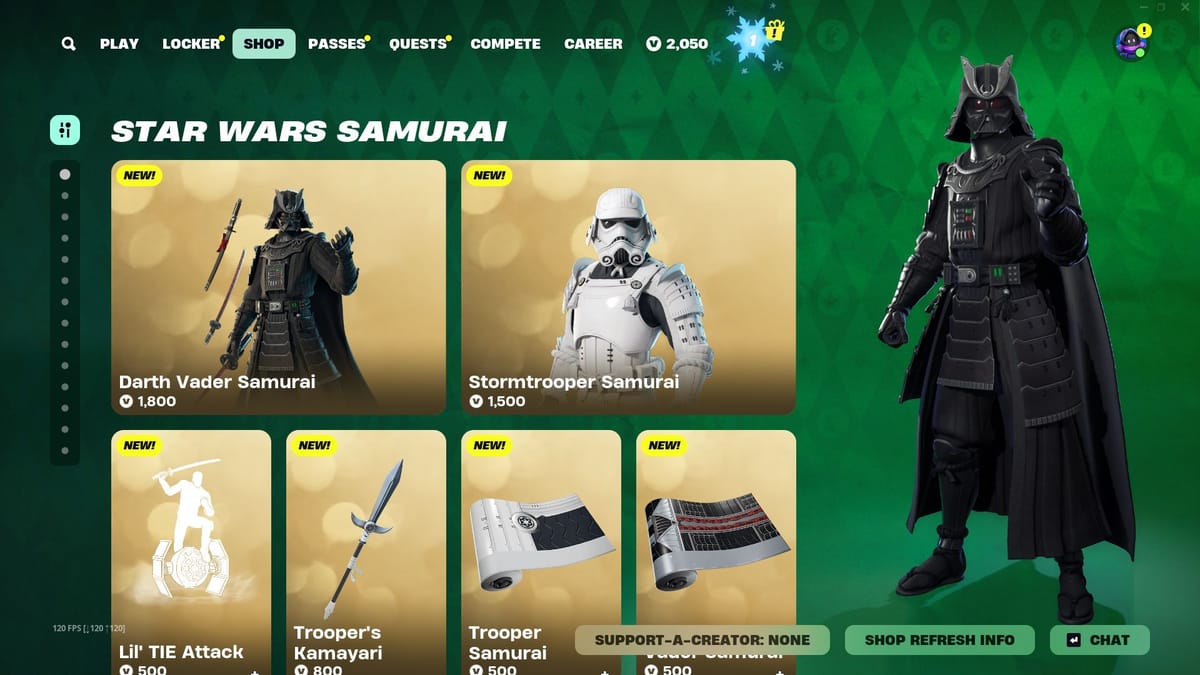 How to get the Darth Vader Samurai and Stormtrooper Samurai skins in Fortnite