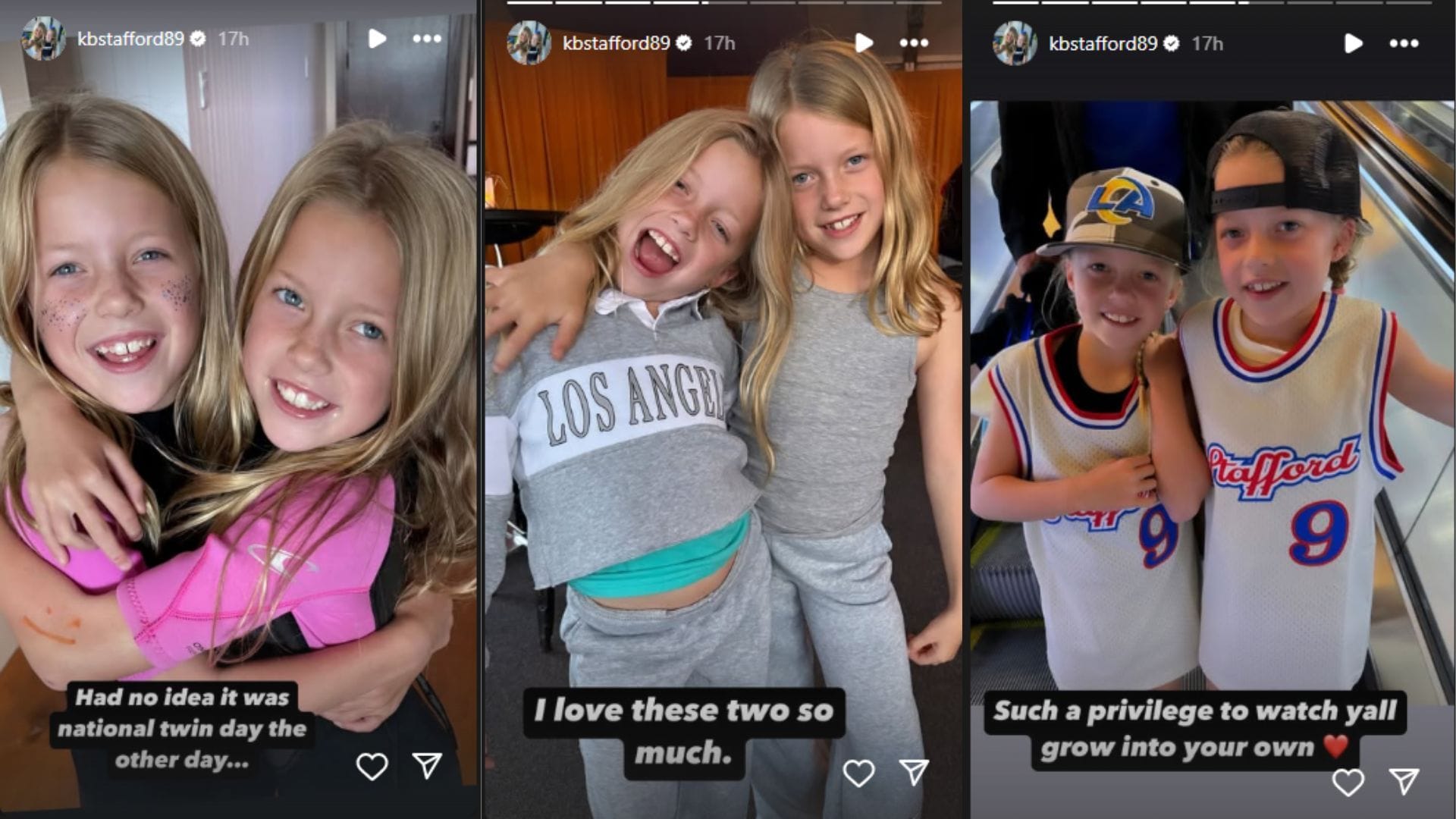 IN PHOTOS: Matthew Stafford's wife Kelly celebrates National Twin Day ...