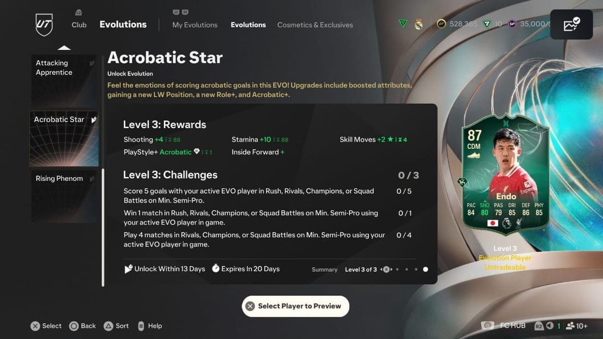 EA FC 25 Acrobatic Star Evolution guide: Best players to use, all upgrades, requirements, and more