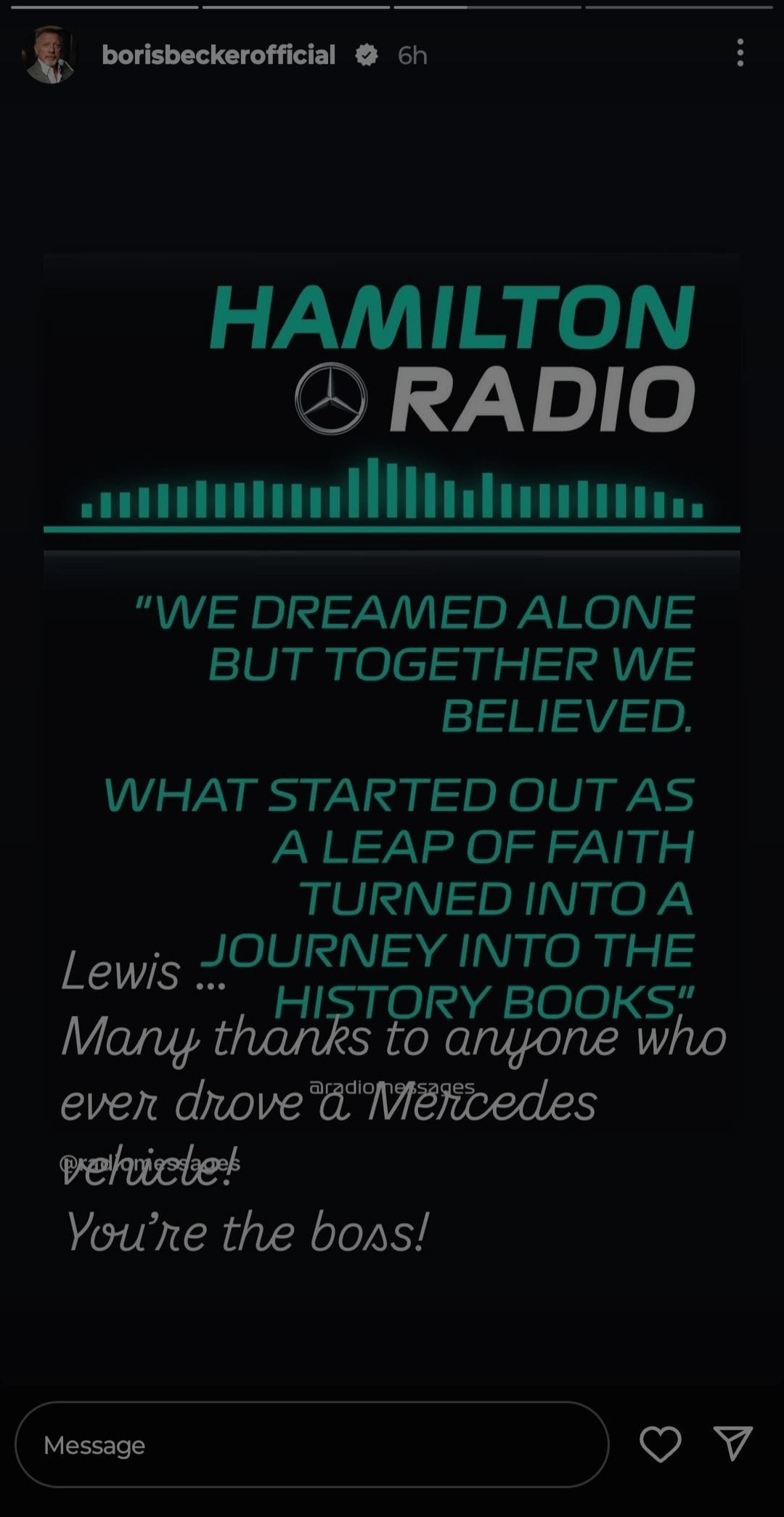 Boris Becker makes his feelings known as the "boss" Lewis Hamilton ...