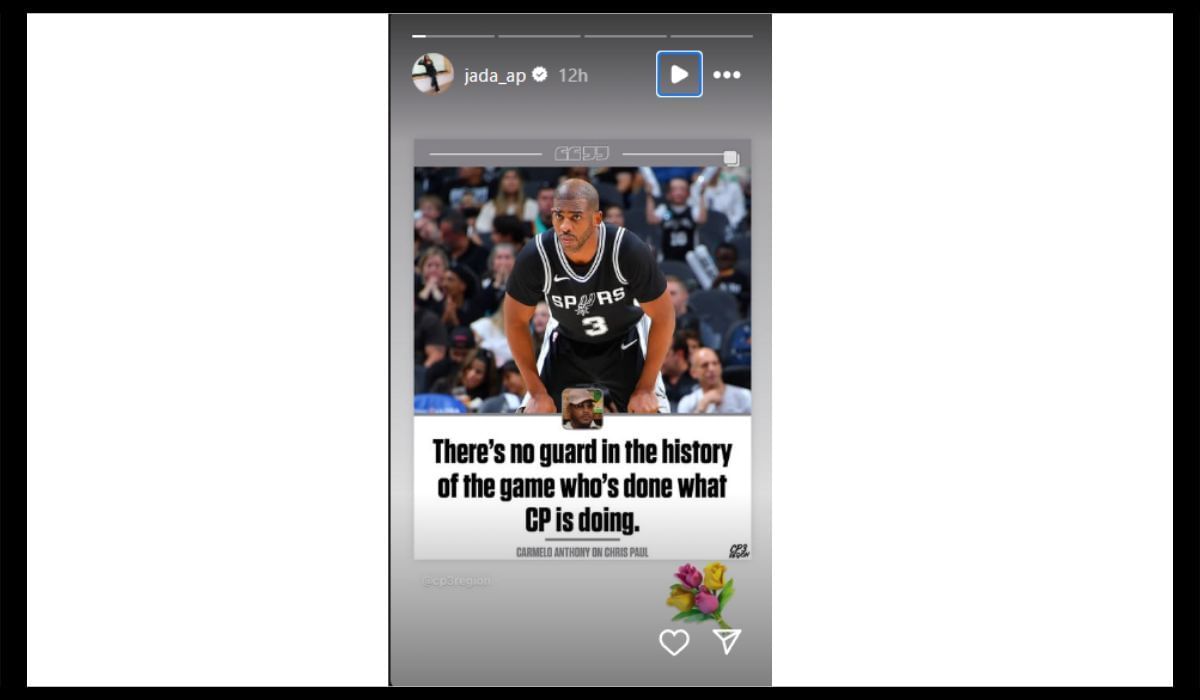 Chris Paul's wife Jada Paul reacts to Carmelo Anthony's glowing praise