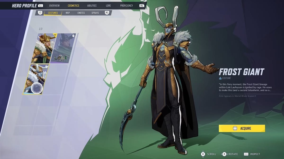 All Marvel Rivals Loki skins: Tier list and prices