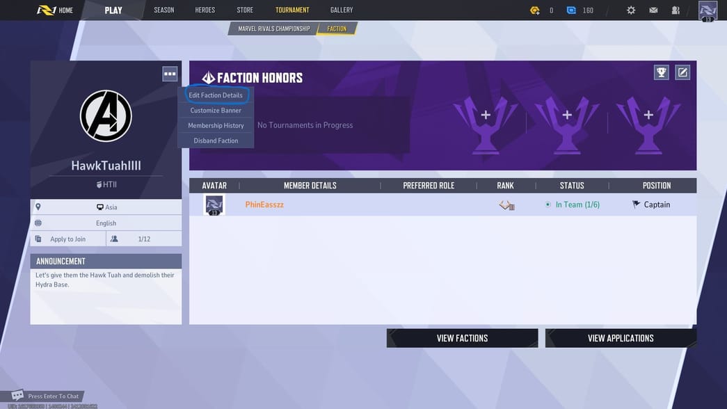 What is Faction in Marvel Rivals