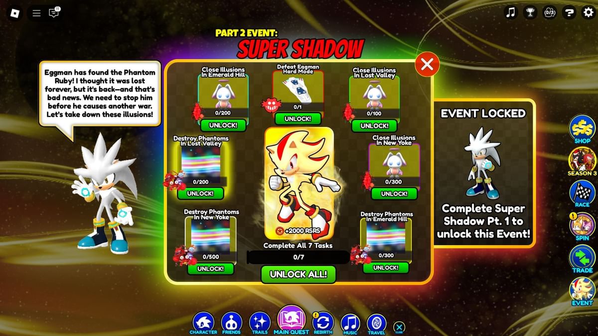 Sonic Speed Simulator: Super Shadow Event Part 2 guide