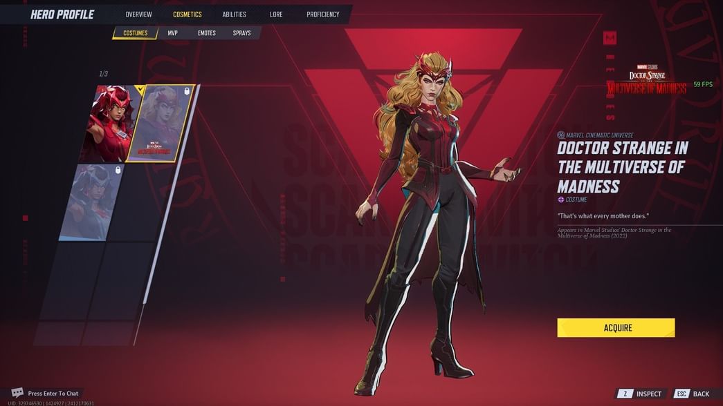 All Marvel Rivals Scarlet Witch skins: Tier list and prices