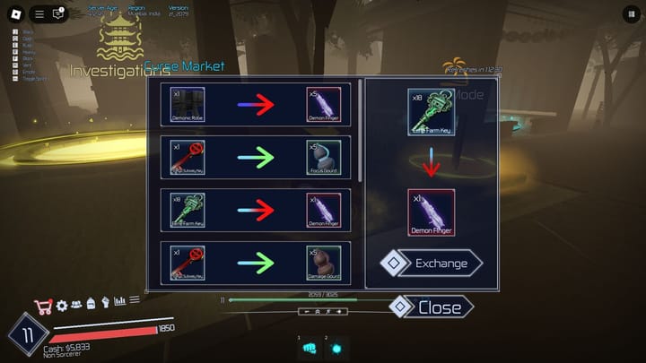 Jujutsu Infinite Curse Market guide: Market stock and all exchange items