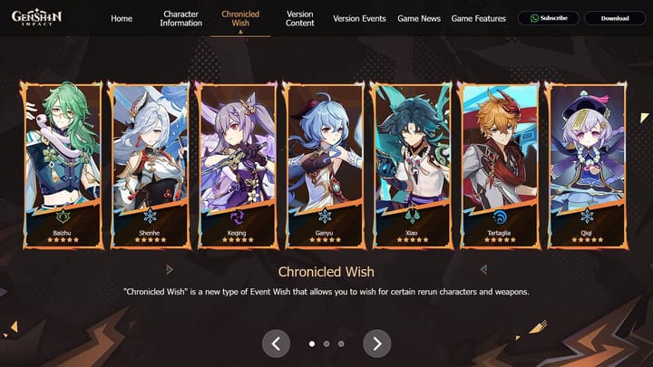 Genshin Impact 5.3 Chronicled Wish characters and rerun banners