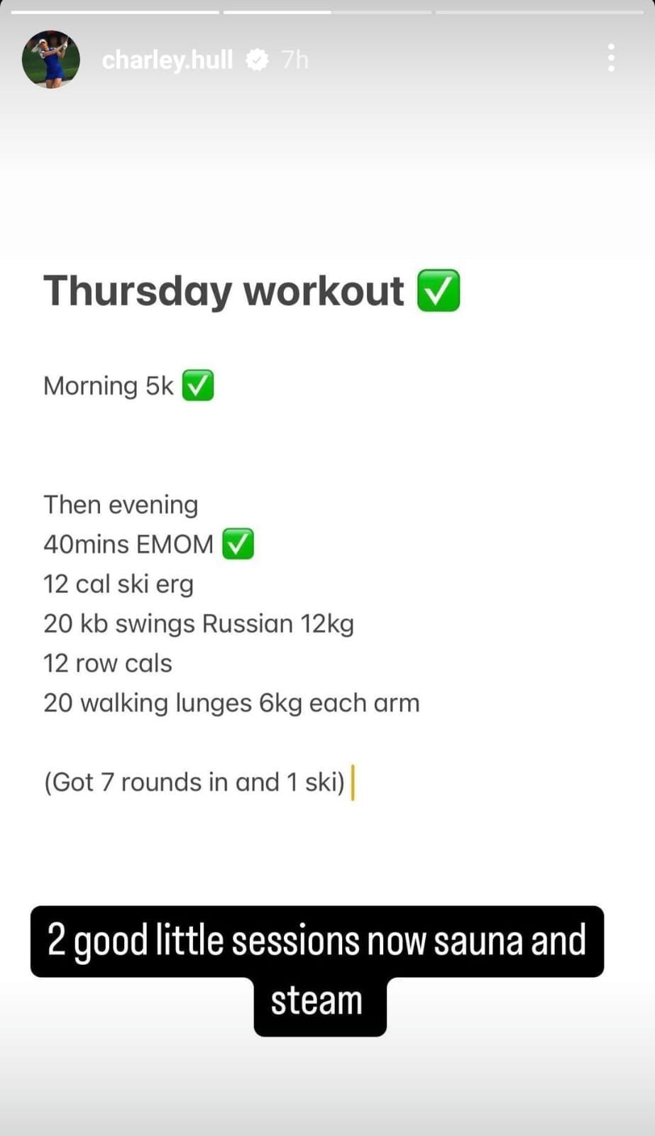 What routines are in Charley Hull's rigid workout routine? Details explored