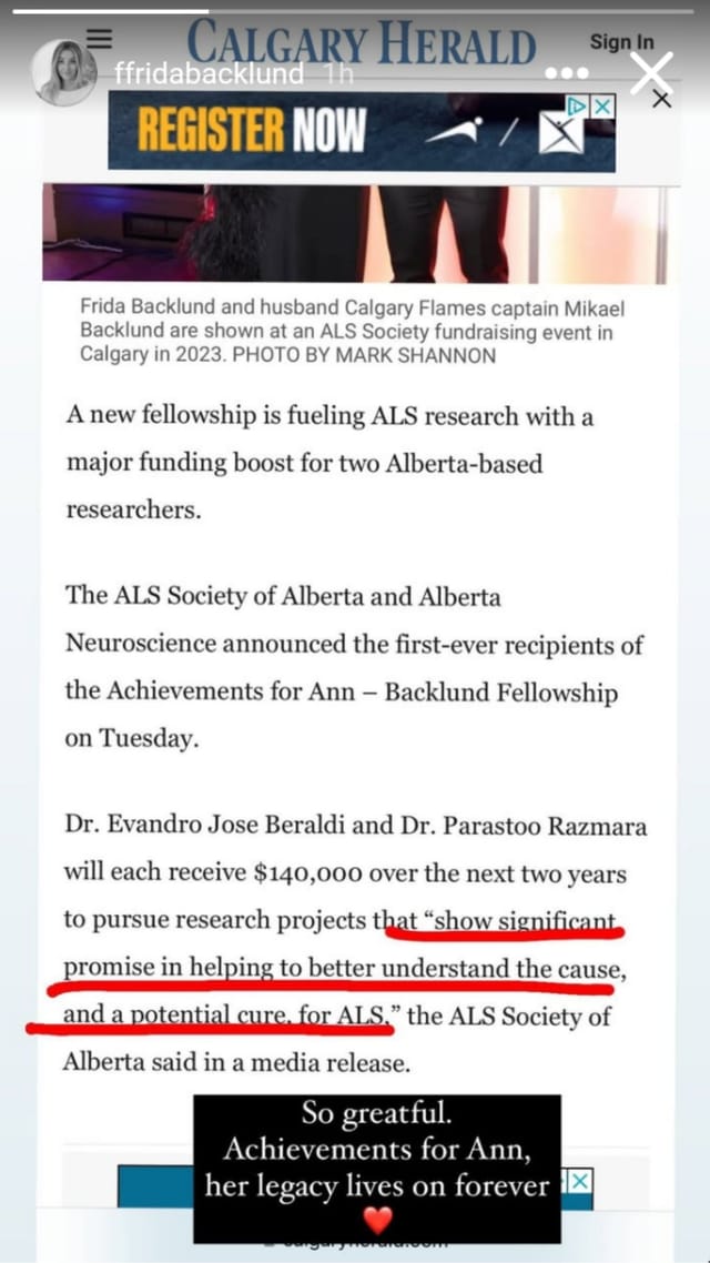 “So grateful”: Mikael Backlund's wife Frida reacts to first-ever ...