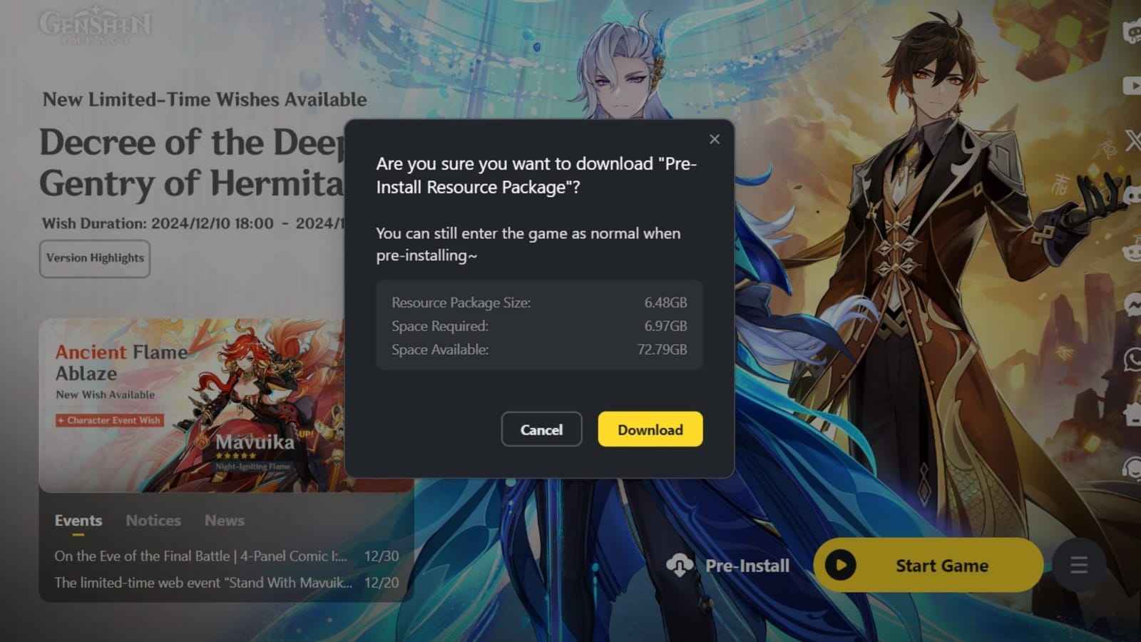 Genshin Impact server downtime for version 5.3