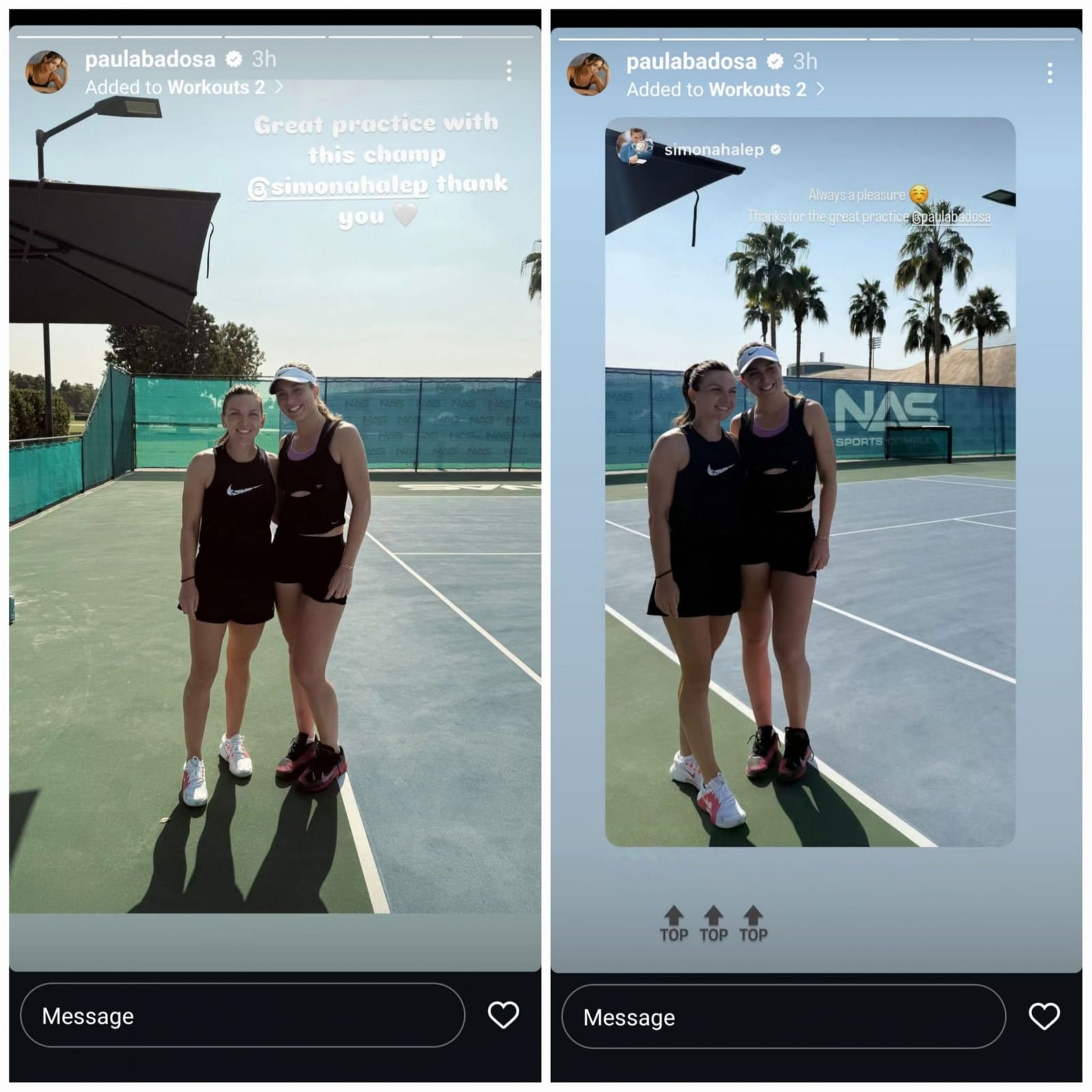 Paula Badosa & Simona Halep partner for special practice session in off ...