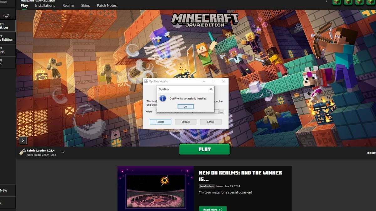 How to download Minecraft 1.21.4 Optifine