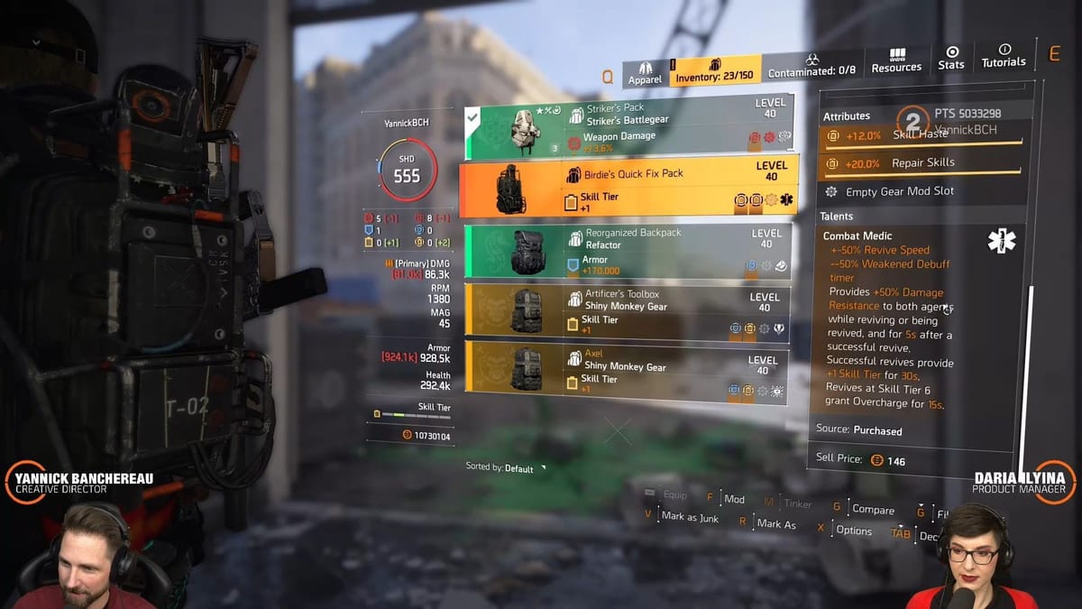 New Exotic pieces and gear set for The Division 2 Y6S3