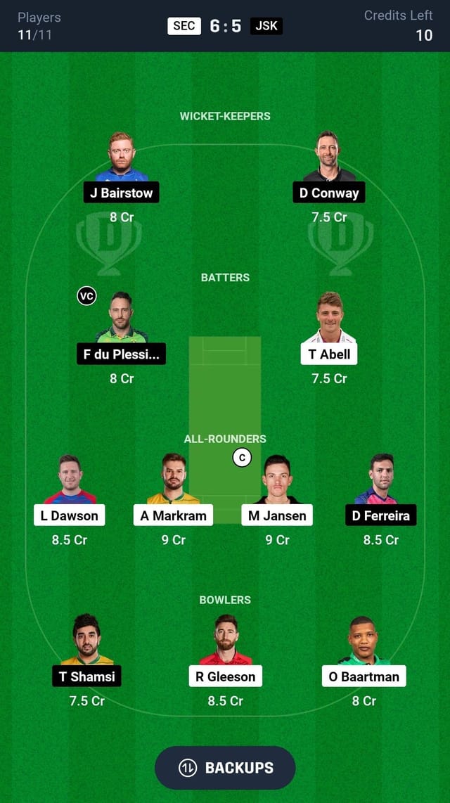 Dream11: JSK vs SEC Dream11 Prediction: Fantasy Cricket Tips, Today's ...
