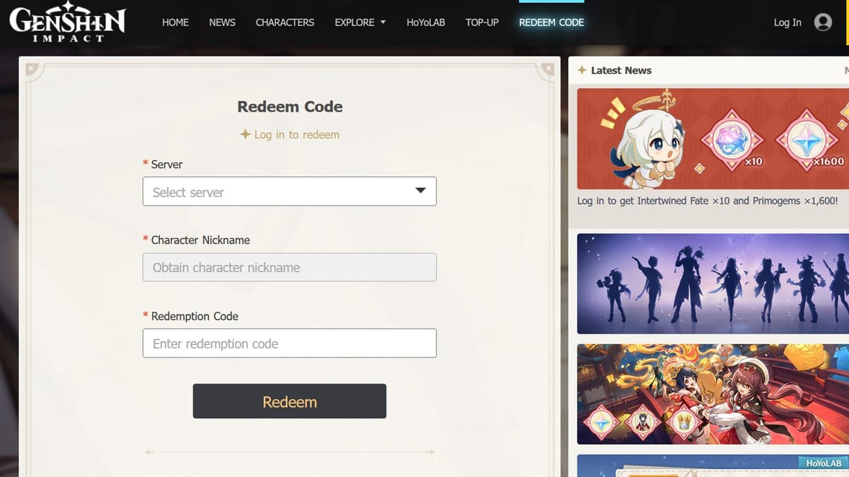 Genshin Impact 5.4 livestream codes for 300 primogems