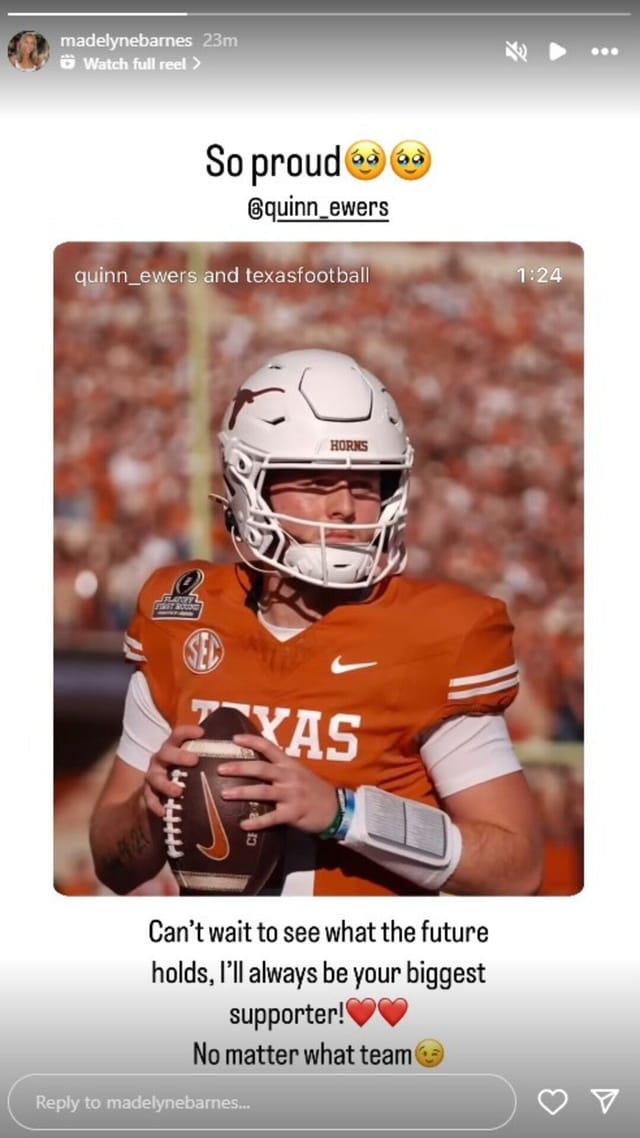 Quinn Ewers GF Madelyne Barnes sends a heartwarming message after Texas ...