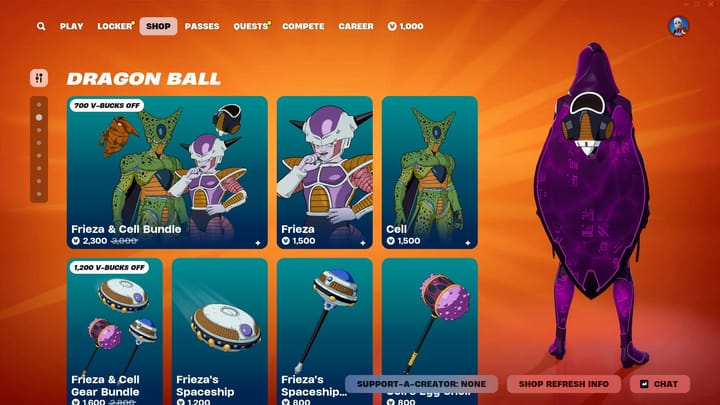 How to get Frieza and Cell (Dragon Ball) skin in Fortnite