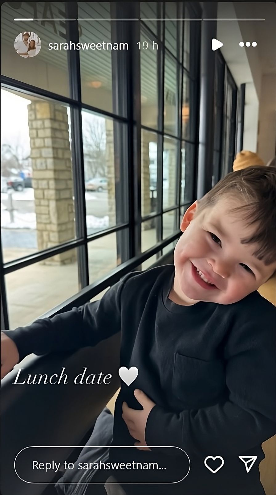 Erik Gudbranson's wife Sarah and son Benny enjoy quality time together on a fun 'lunch date'