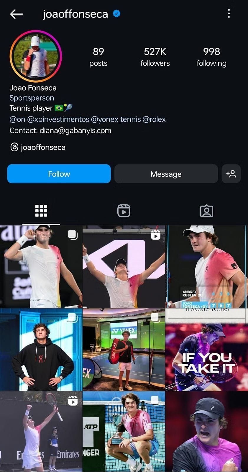 Joao Fonseca grows in popularity with over 500,000 new followers on ...