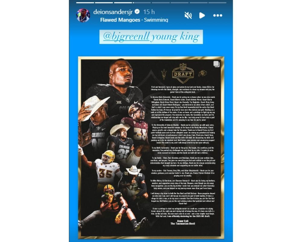 BJ Green II: Deion Sanders Jr. drops 2-word message to hype up Colorado ...