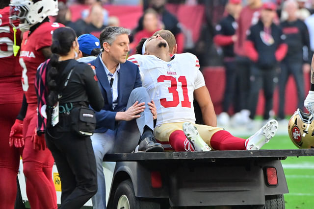 What happened to Isaac Guerendo? 49ers RB gets carted off the field after gruesome injury vs ...