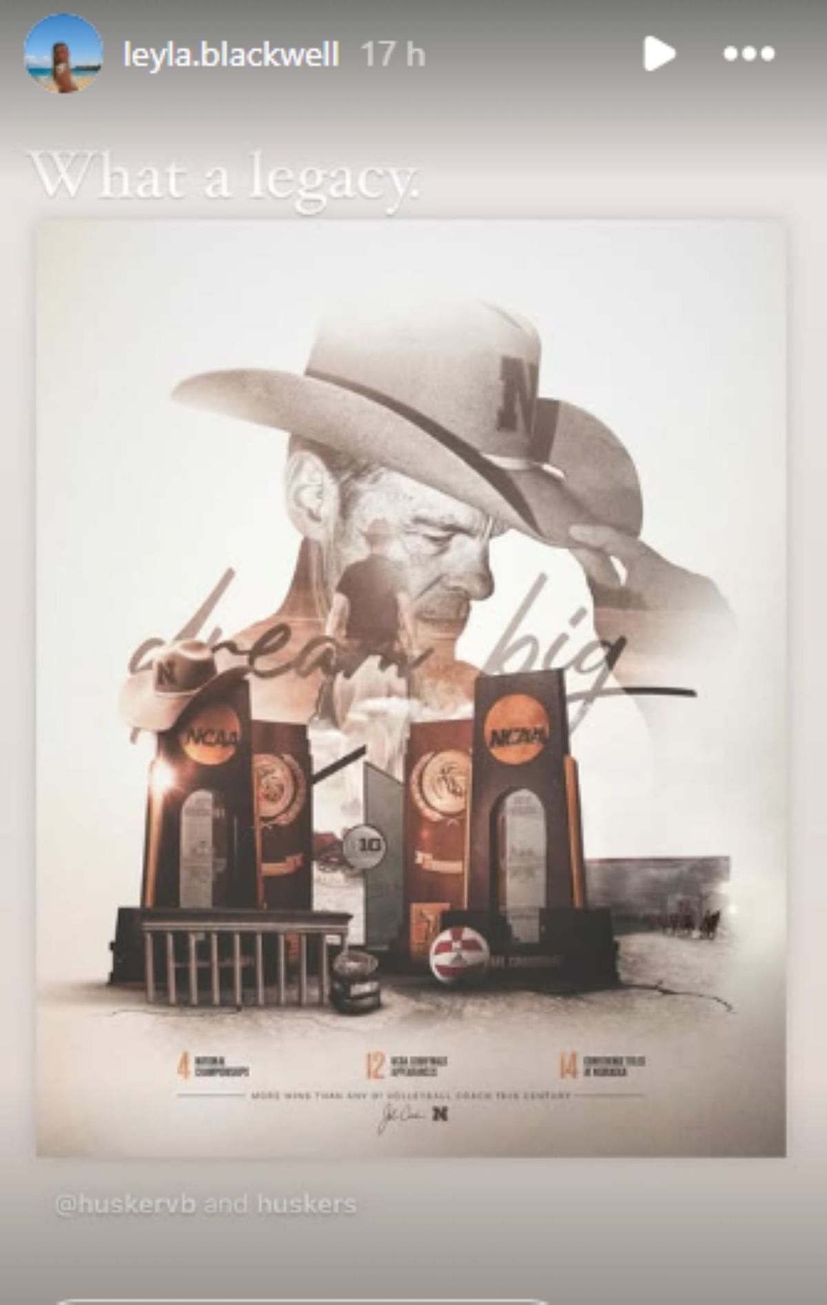 Former Nebraska Cornhuskers' player Leyla Blackwell shares 3-word ...