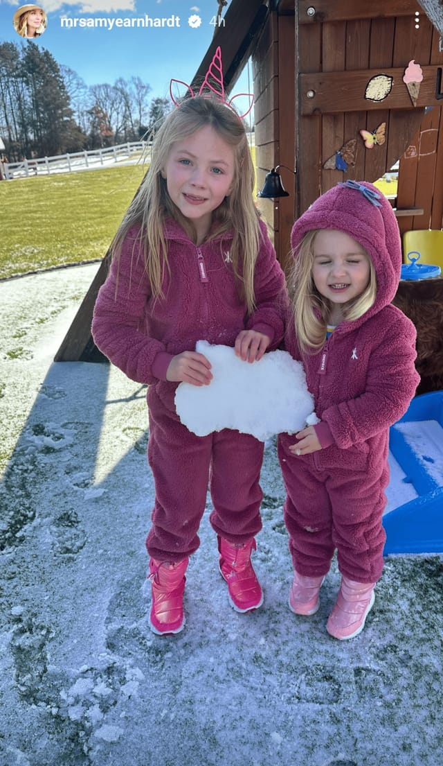 Amy Earnhardt calls snow slime “crap” as daughters Isla and Nicole ...