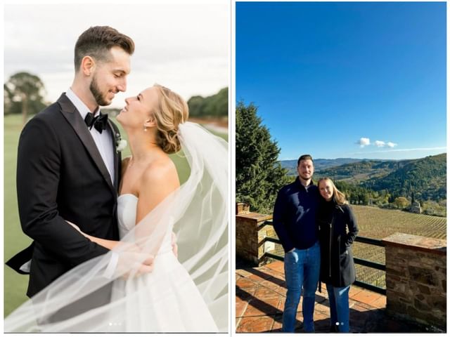 Kyle Tucker & wife Samantha pose together at Cubs Convention