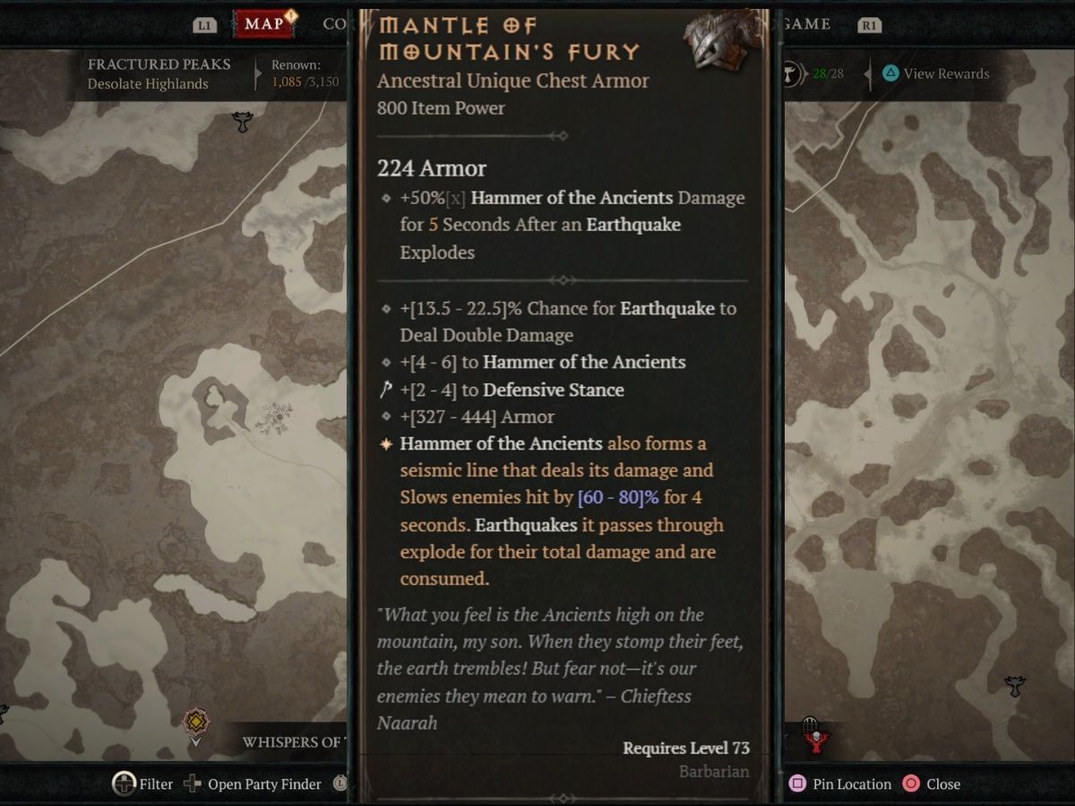 How to get Mantle of Mountain's Fury in Diablo 4, and its unique effects