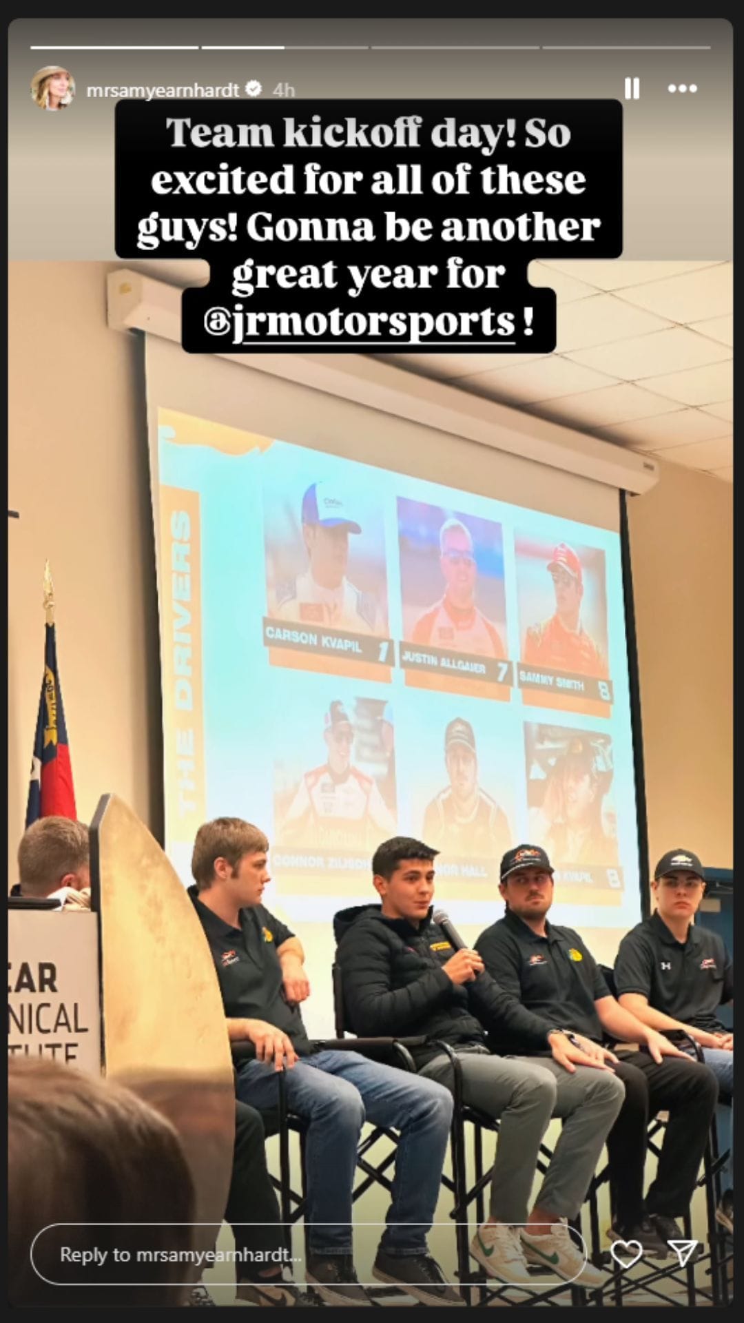 Dale Jr.’s wife Amy Earnhardt expresses “excitement for her JRM drivers” at the team kickoff day