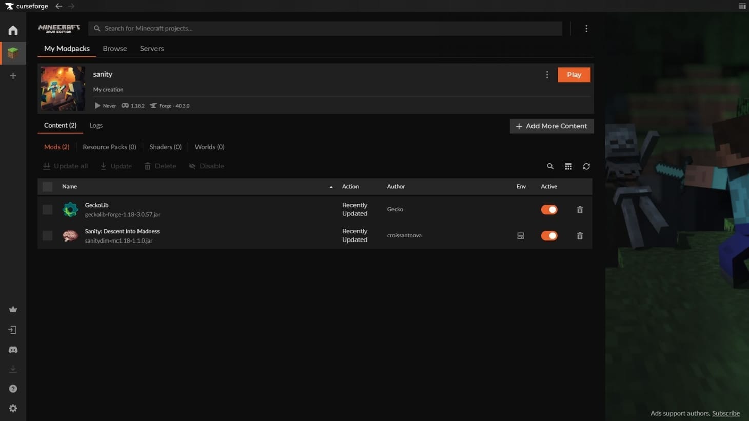 How to get and use Minecraft Sanity mod