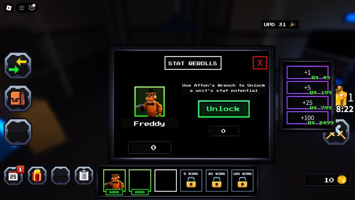 Five Nights TD Stats update patch notes