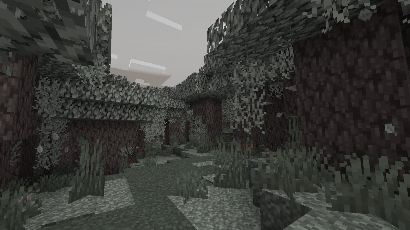 Minecraft player discovers woodland mansion surrounded by pale garden biome