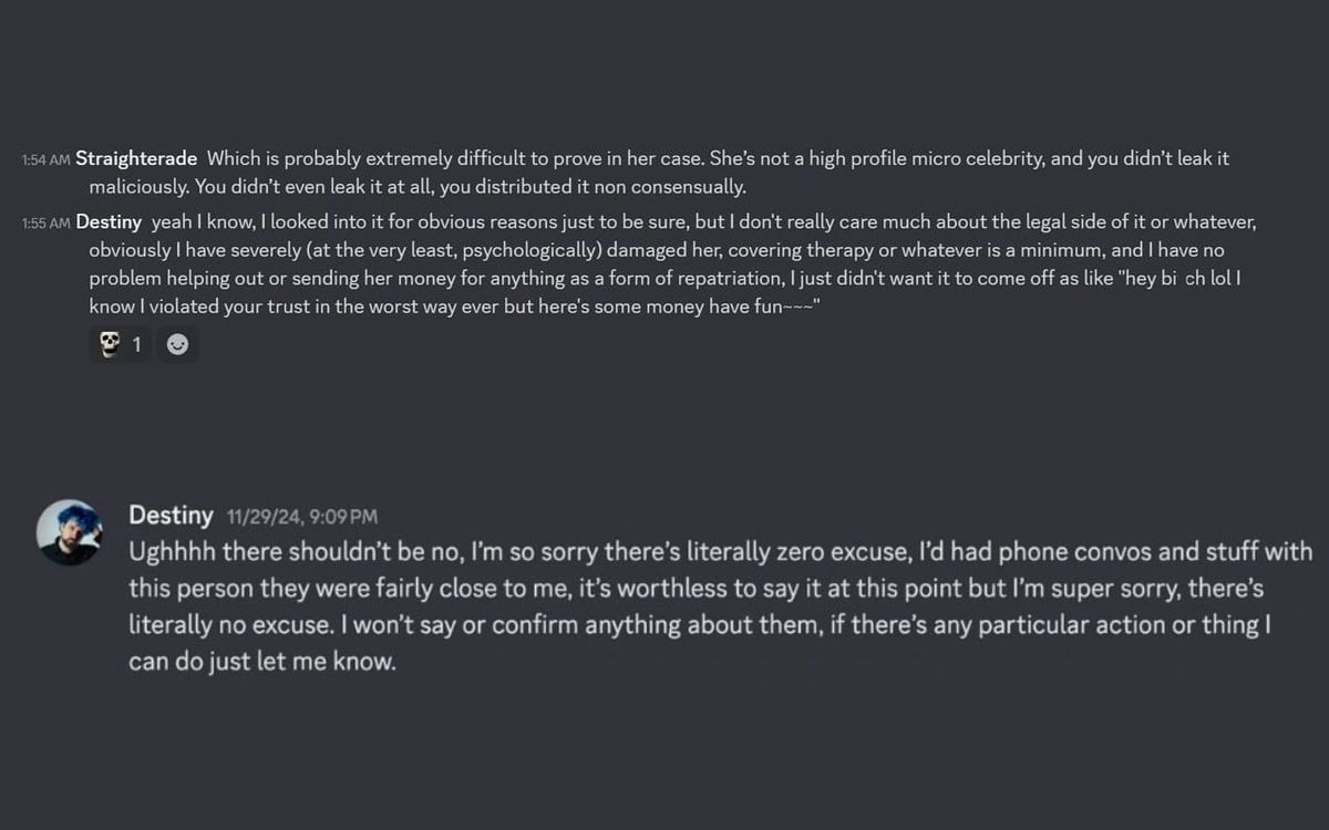 Pxie claims Destiny "100% leaked" her explicit imagery to another girl without her consent ...