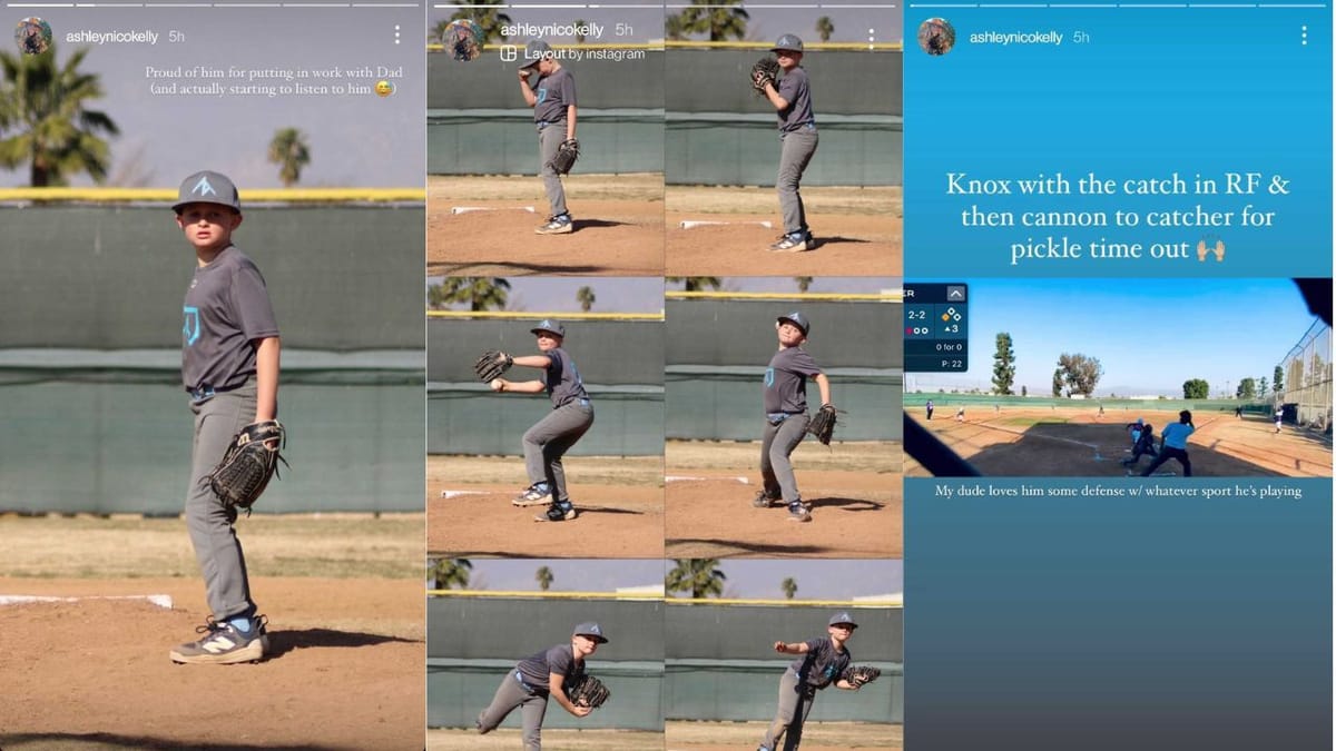 Joe Kelly's wife Ashley beams with pride over son Knox's pitching ...