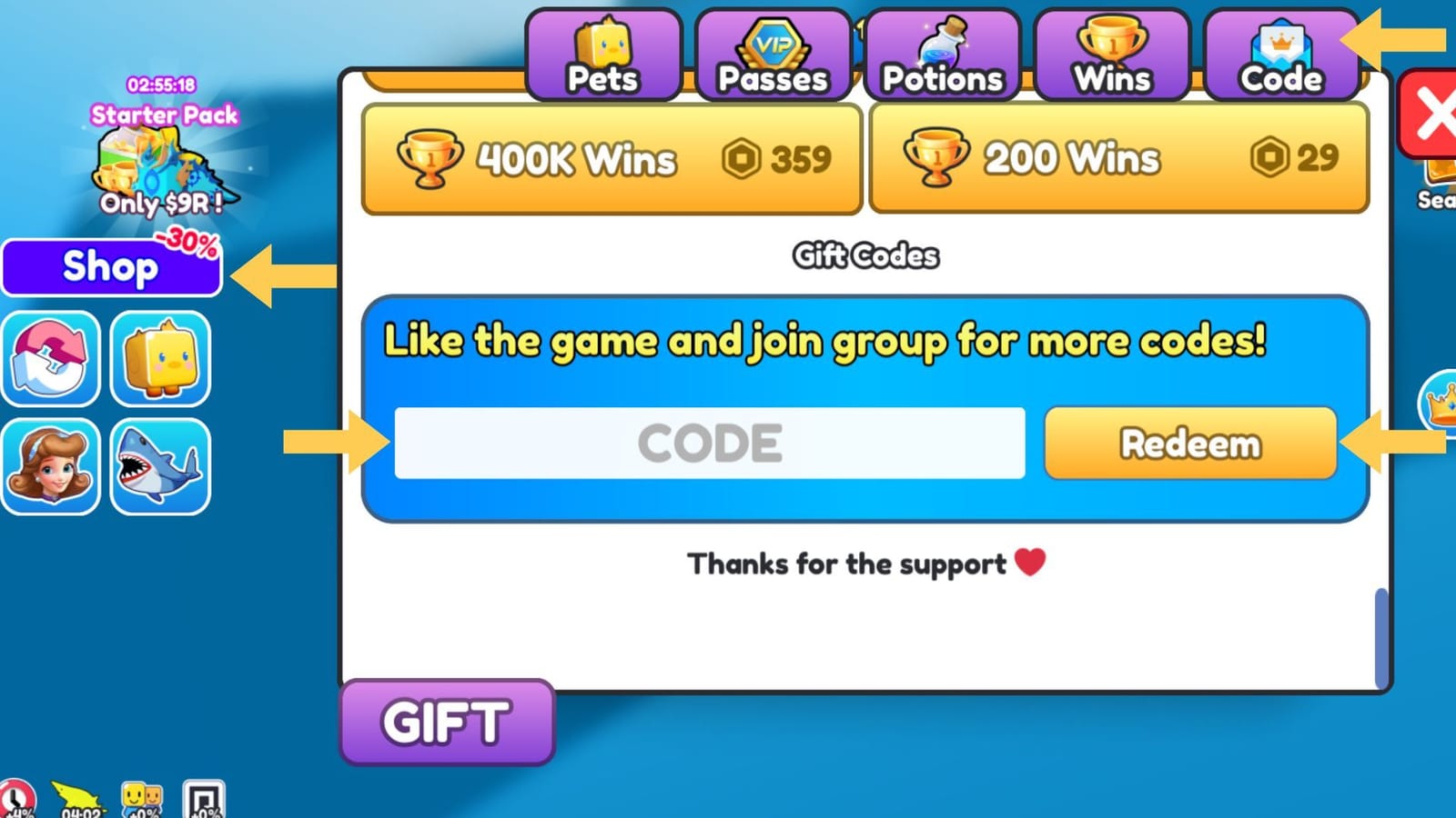 Fish Training codes (February 2025)