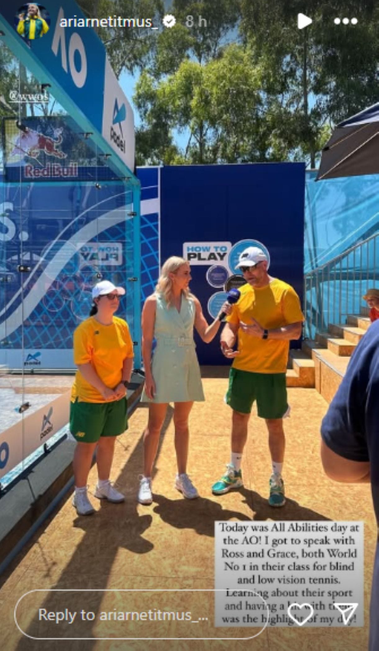 Ariarne Titmus makes her feelings known as she connects with low-vision tennis stars Ross ...