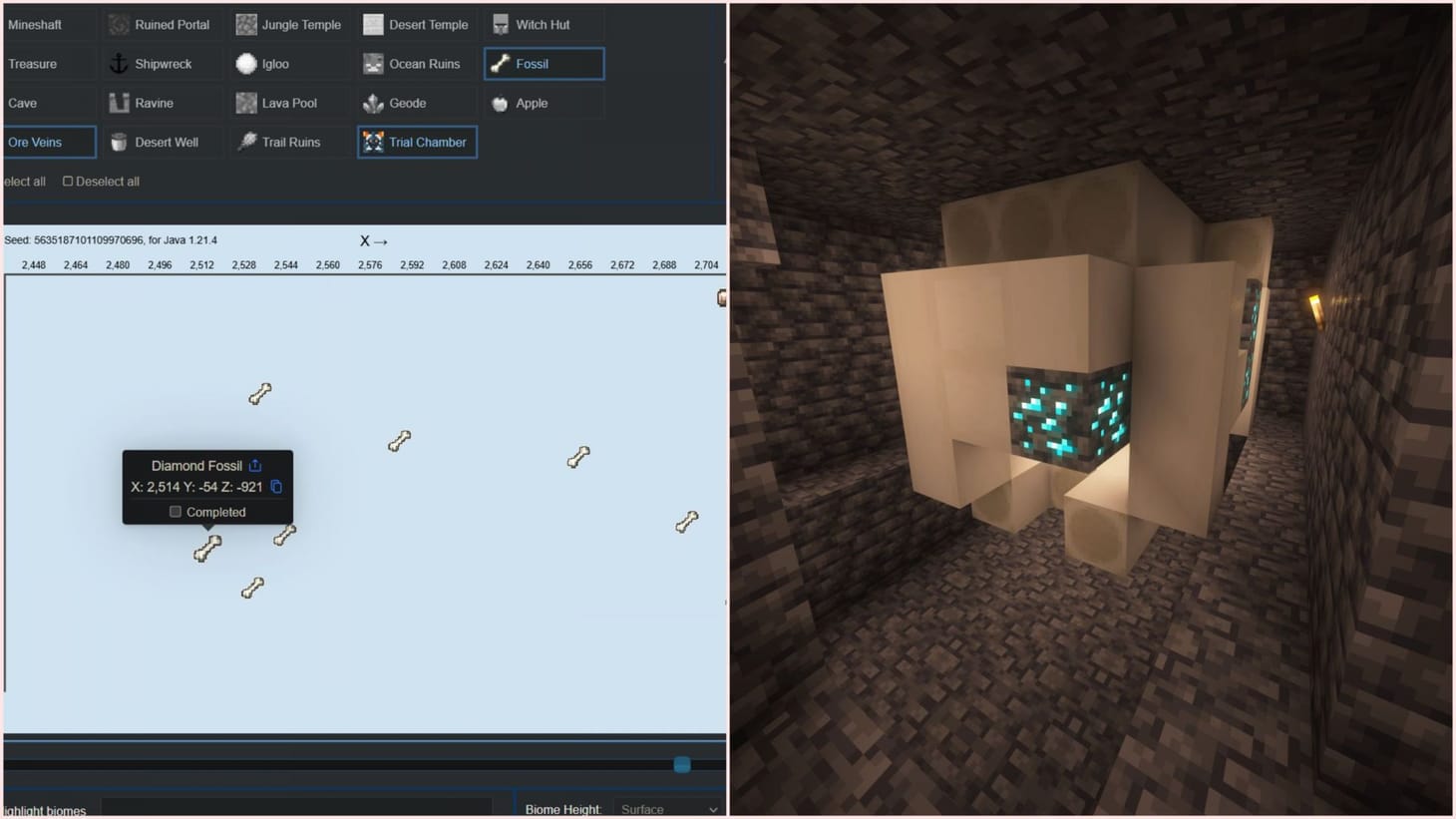 How to find fossils in Minecraft