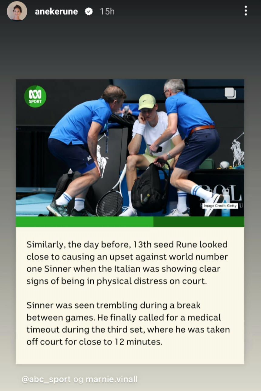 Holger Rune's mother throws shade at Jannik Sinner over controversial MTO in their Australian ...