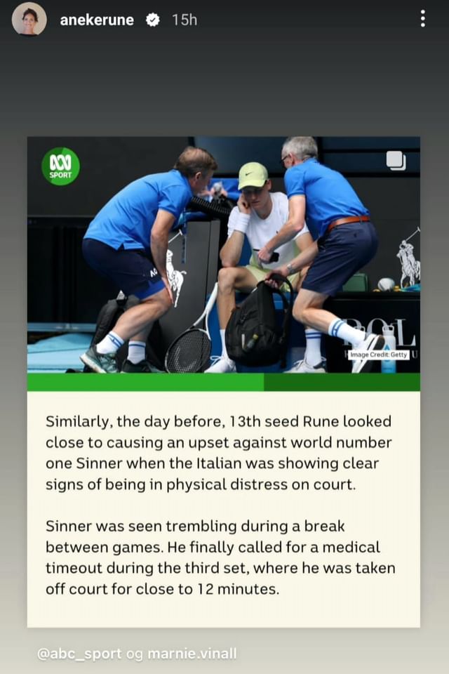 Holger Rune's mother throws shade at Jannik Sinner over controversial MTO in their Australian ...