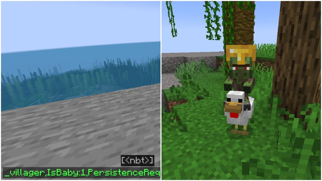 How to spawn a zombie villager chicken jockey in Minecraft